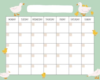 Cute Frog Open Printable Calendar, Digital Download Calendar, Instant ...