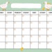 Cute Duck Open Printable Calendar, Digital Download Calendar, Instant ...