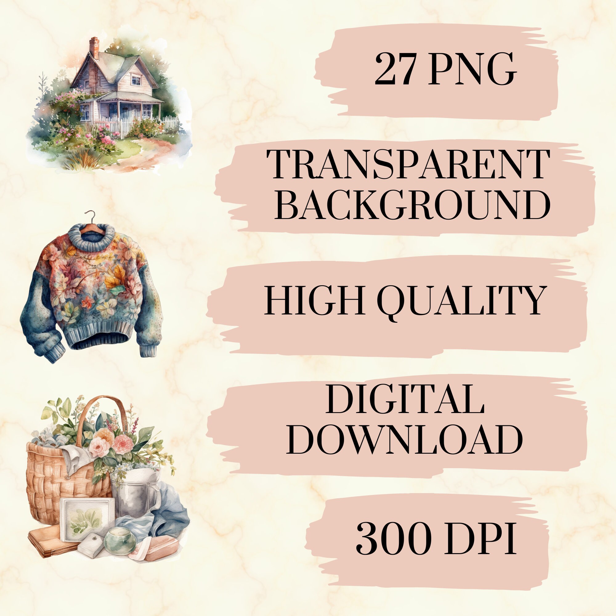 20 PNG Watercolor Cottagecore Clipart - Pretty Garden and Mushroom PNG ...