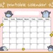 Cute Penguin Open Printable Monthly Calendar Planner, Digital Download ...