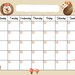 Cute Hedgehog Open Printable Calendar, Digital Download Calendar ...