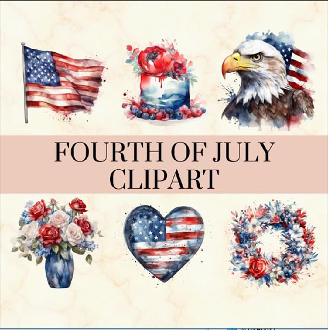 27 Fourth of July Watercolor Clipart - Patriotic Holiday PNG Set ...