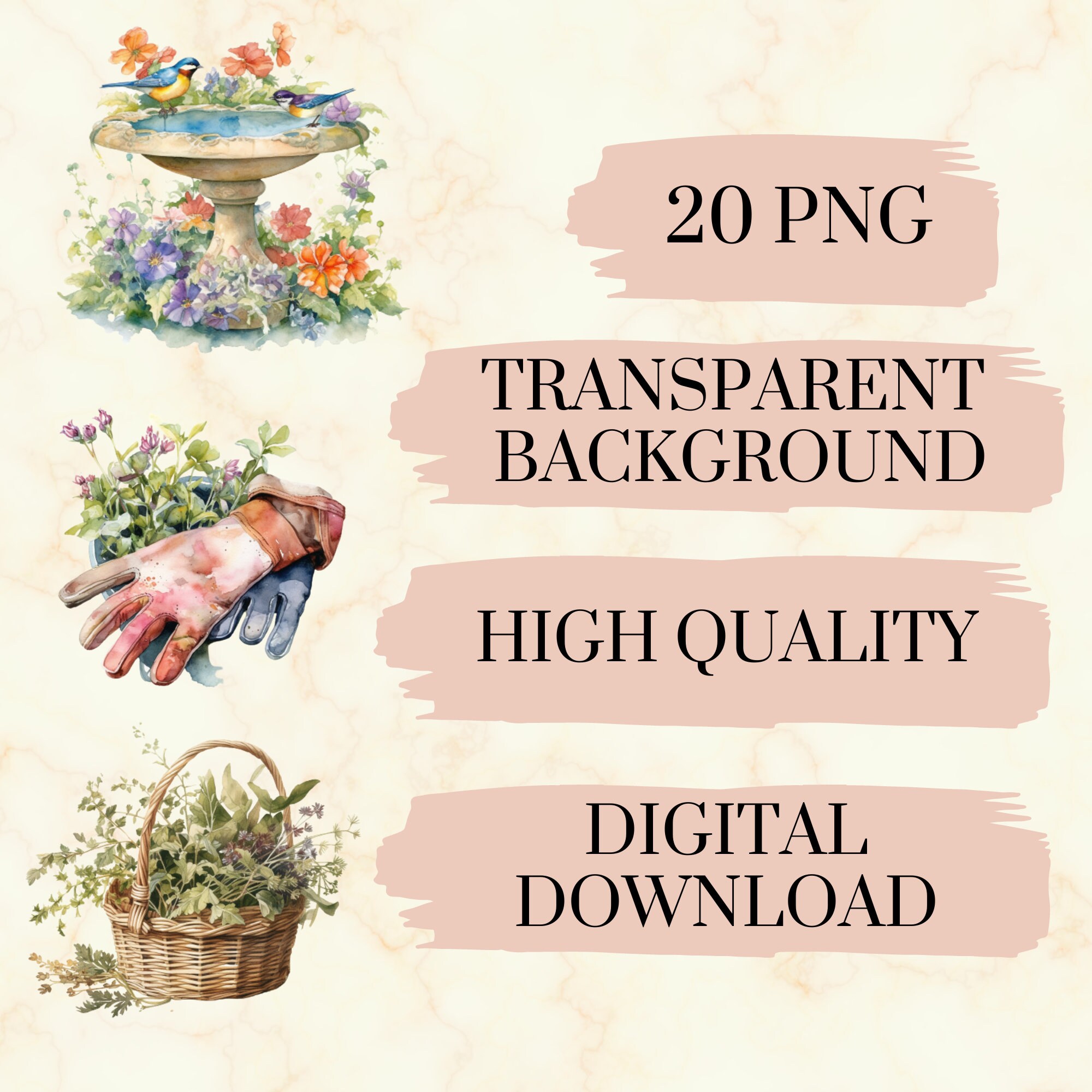 20 PNG Watercolor Secret Garden Clipart Secret Garden PNG Set, Cute ...