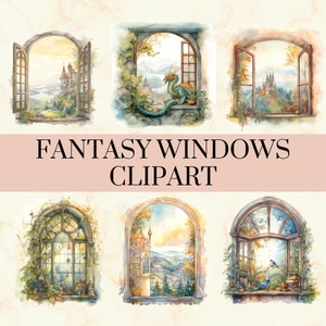 36 Fantasy Windows Watercolor Clipart Magical Fairytale PNG Set ...