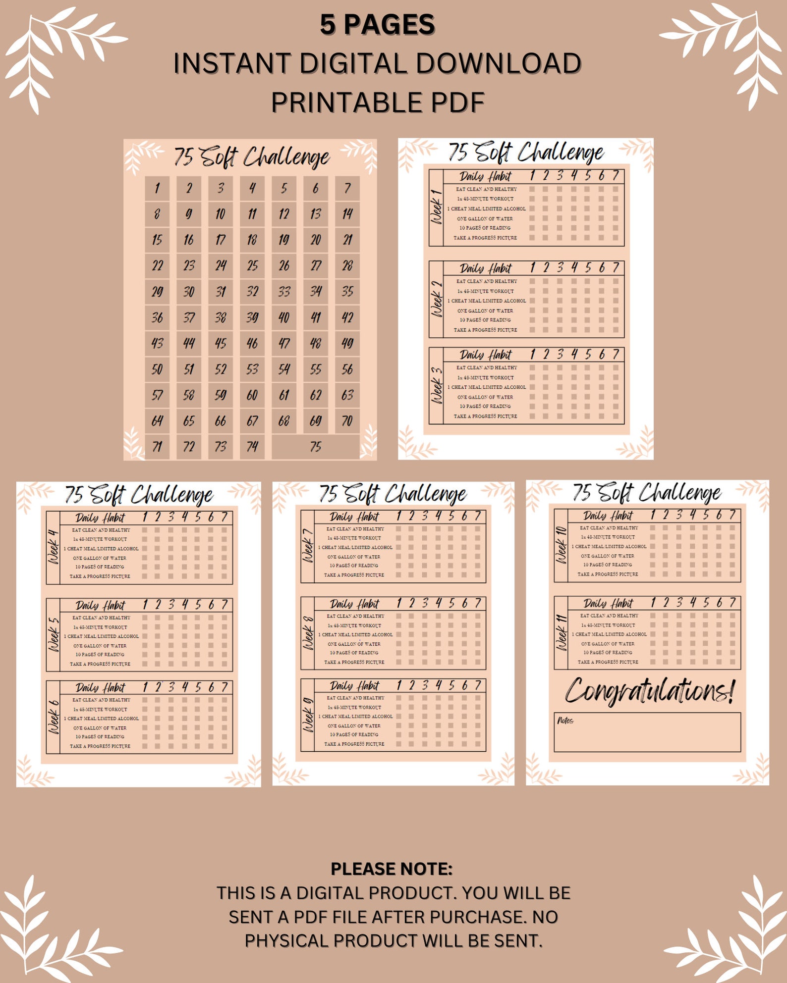 75 Soft Challenge Tracker, 75 Soft Challenge PDF, 75 Day Soft Challenge ...