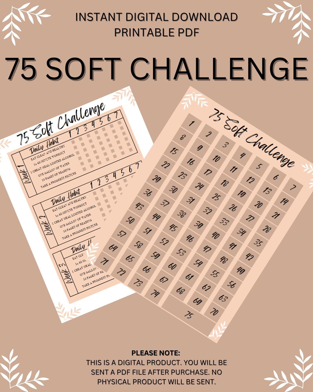 75 Soft Challenge Tracker, 75 Soft Challenge PDF, 75 Day Soft Challenge ...