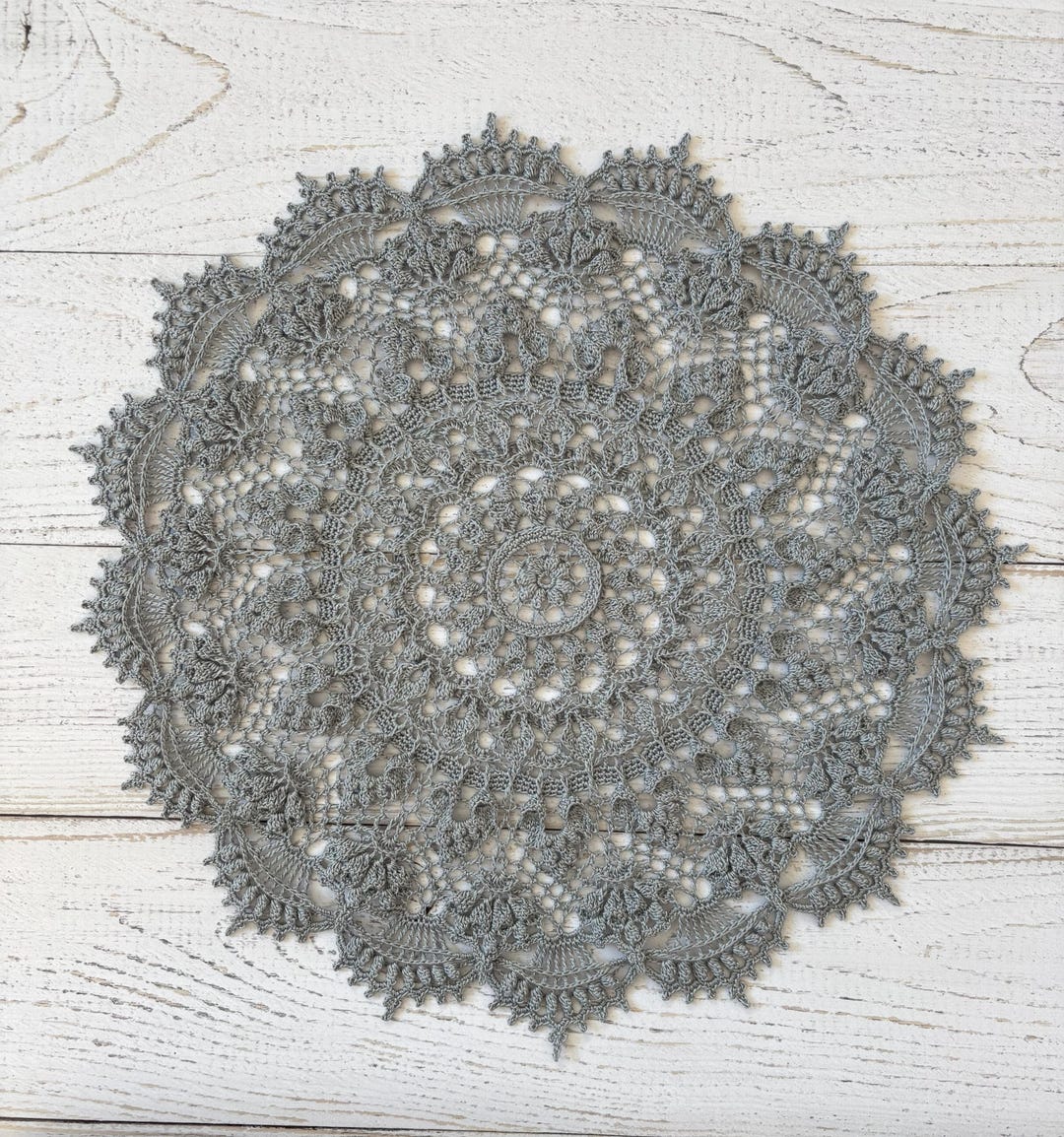 Crochet Doily, Lace Crochet Doily, Round Doily, Gray Crochet Doily ...