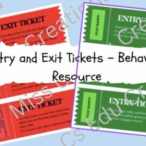 Entry and Exit Tickets - Behavioural Resource - Etsy