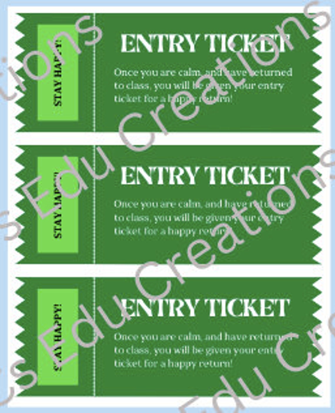 Entry and Exit Tickets - Behavioural Resource - Etsy