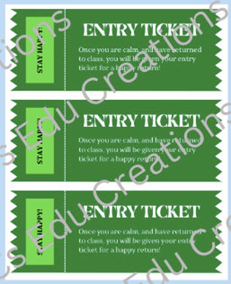 Entry and Exit Tickets - Behavioural Resource - Etsy