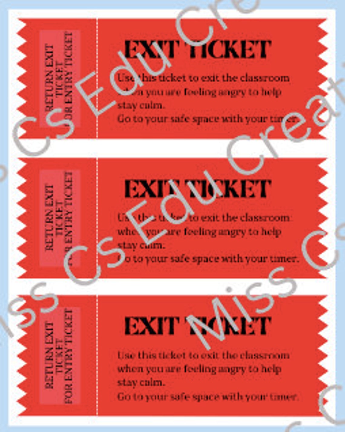 Entry and Exit Tickets - Behavioural Resource - Etsy