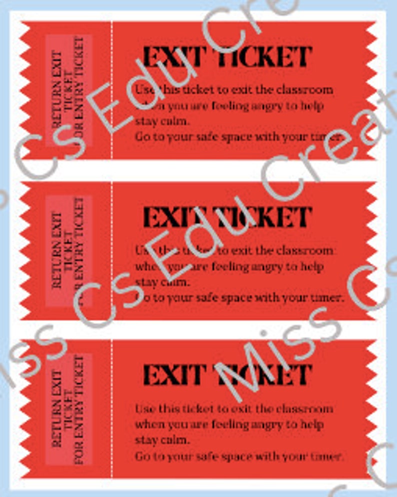 Entry and Exit Tickets Behavioural Resource - Etsy