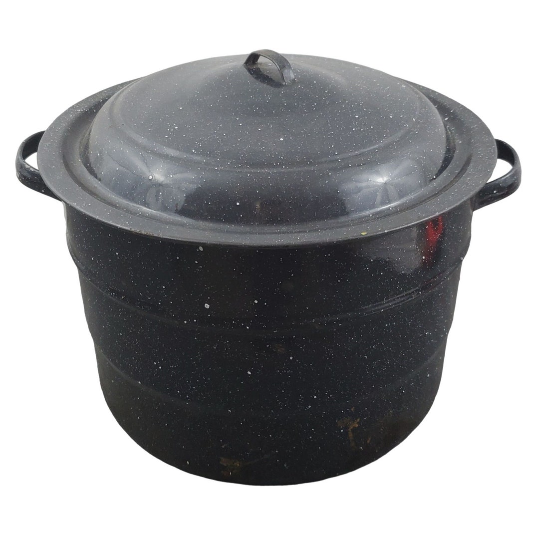 Vintage Black Speckled Enamel Canning Canner Pot - Etsy