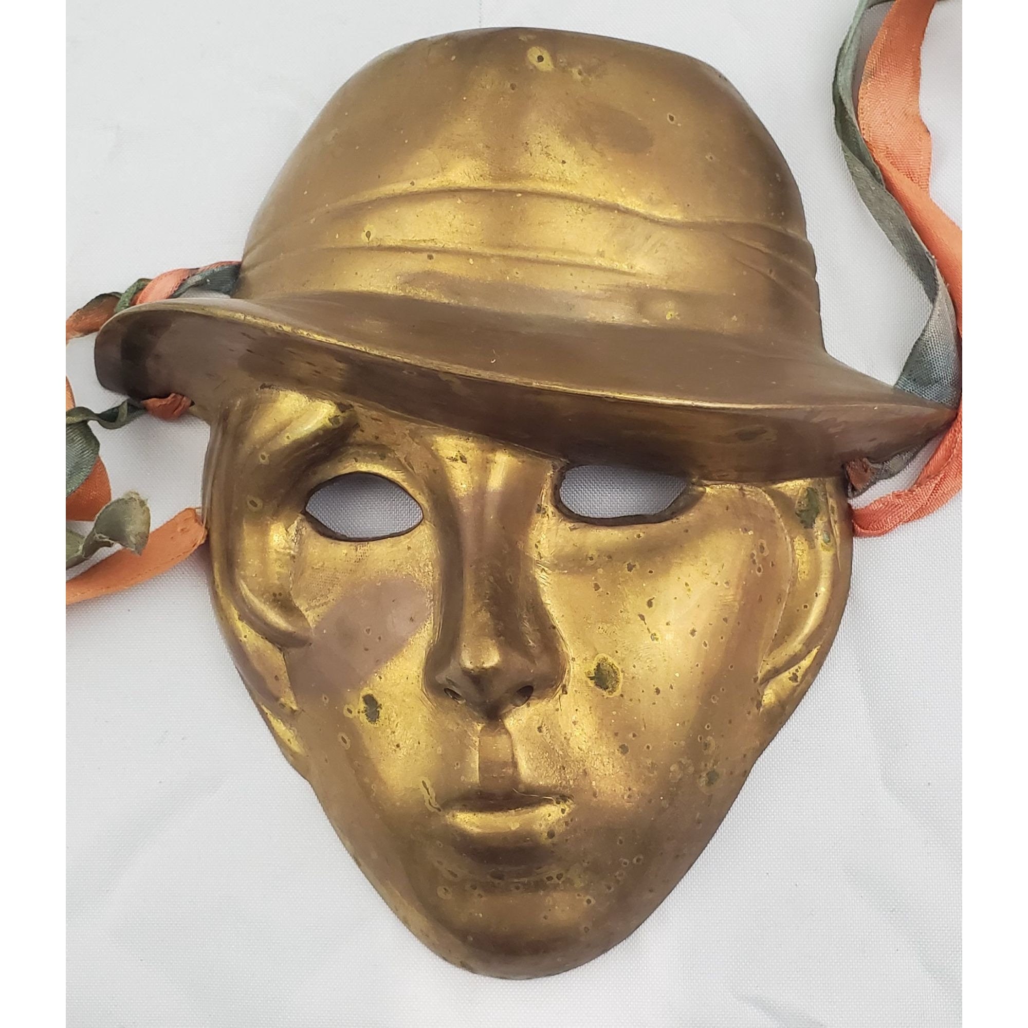 Vintage Delgif India Brass Cast Theatre Mask Man With Fedora Hat - Etsy ...