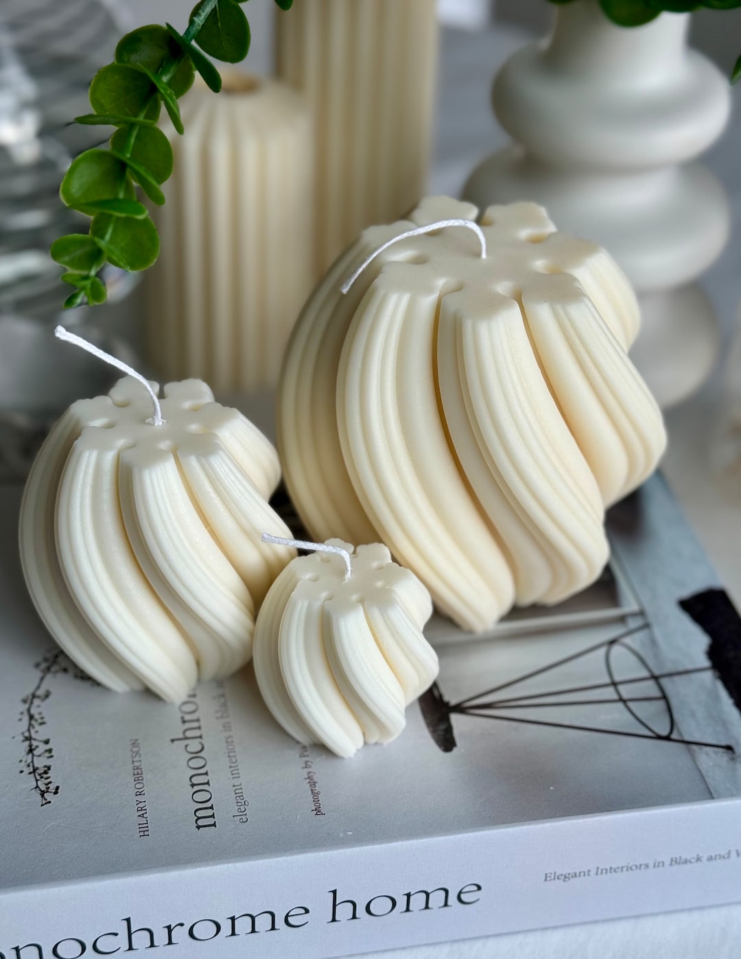 Swirl Candle in a Set of 2 Wave Candle Wave Candle Flame Candle Twister ...