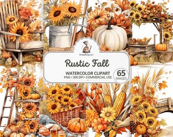 Watercolor Fall Decor Clipart Landscape Autumn Designs Cozy - Etsy