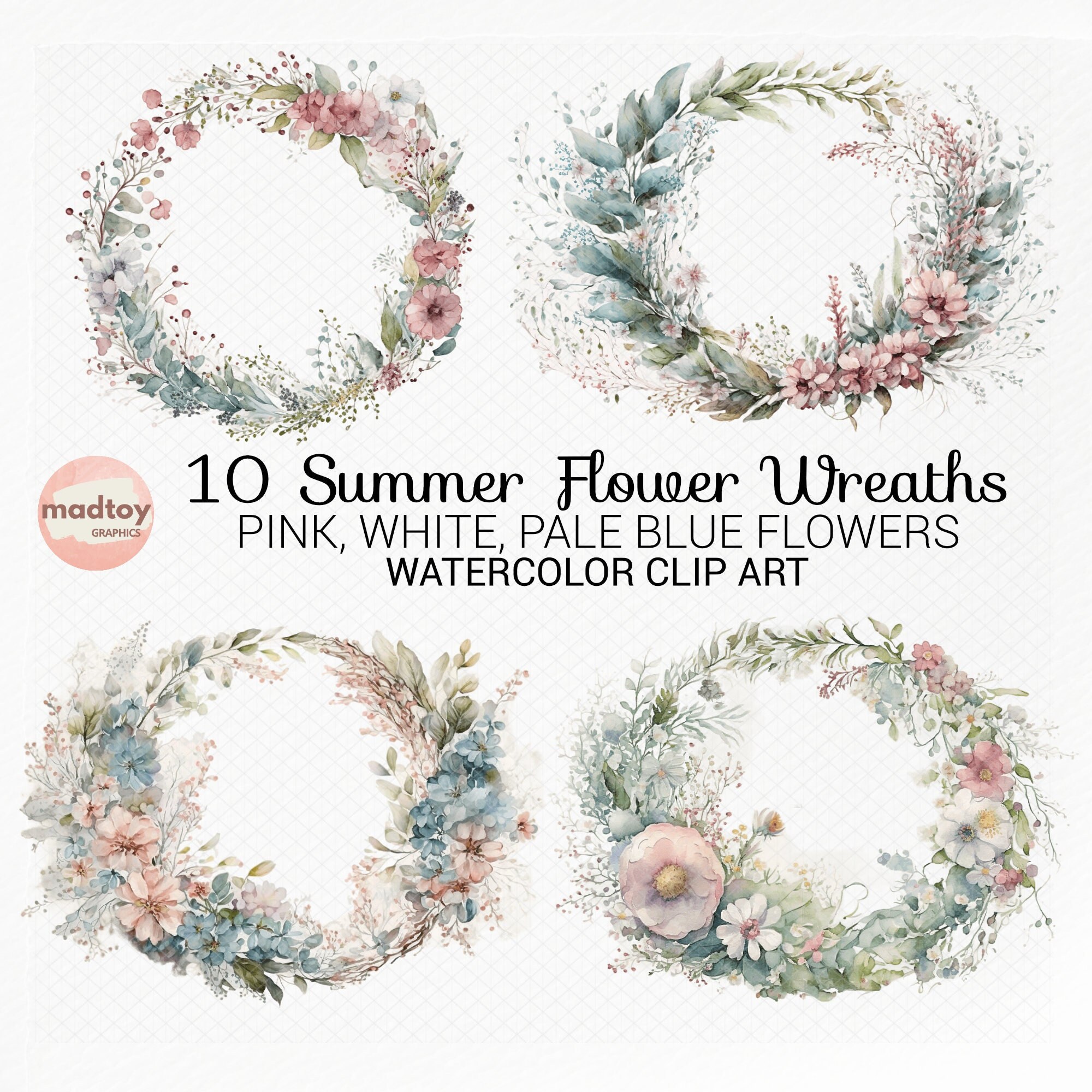 Watercolor Wreath Clipart Wild Flowers Wreath Floral Wreath Clipart ...