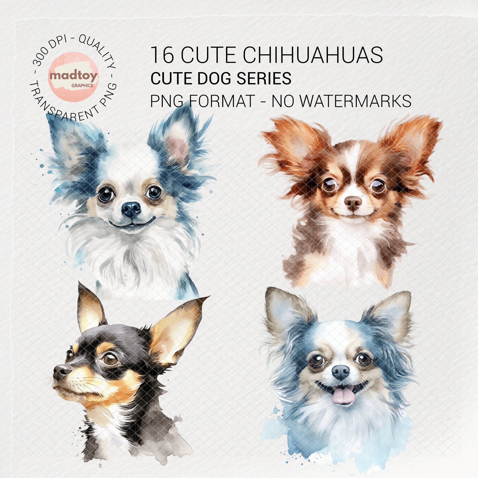 Chihuahua Clipart, Little Cute Dog Png for Sublimation, Watercolor Dog ...