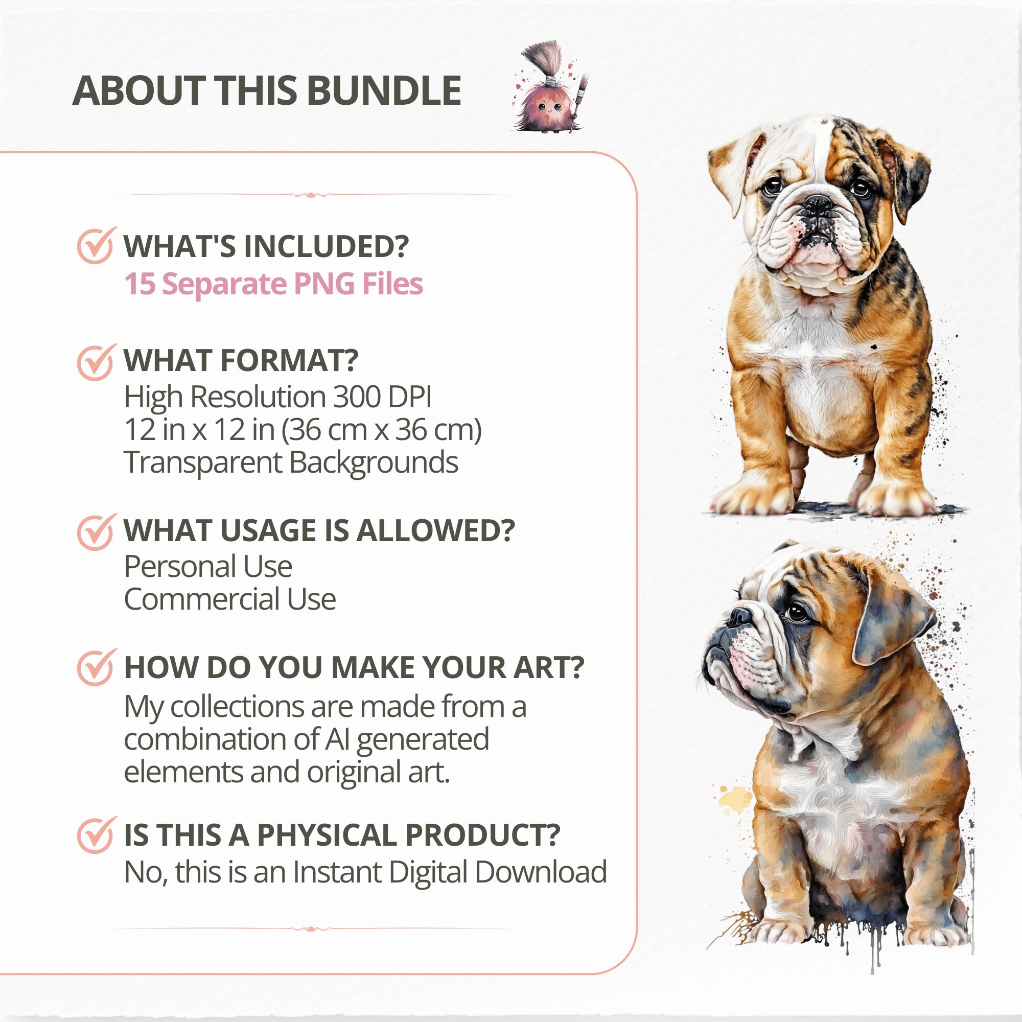 Bulldog Clipart Bundle, Bulldog Clipart PNG, English Bulldog Graphic ...