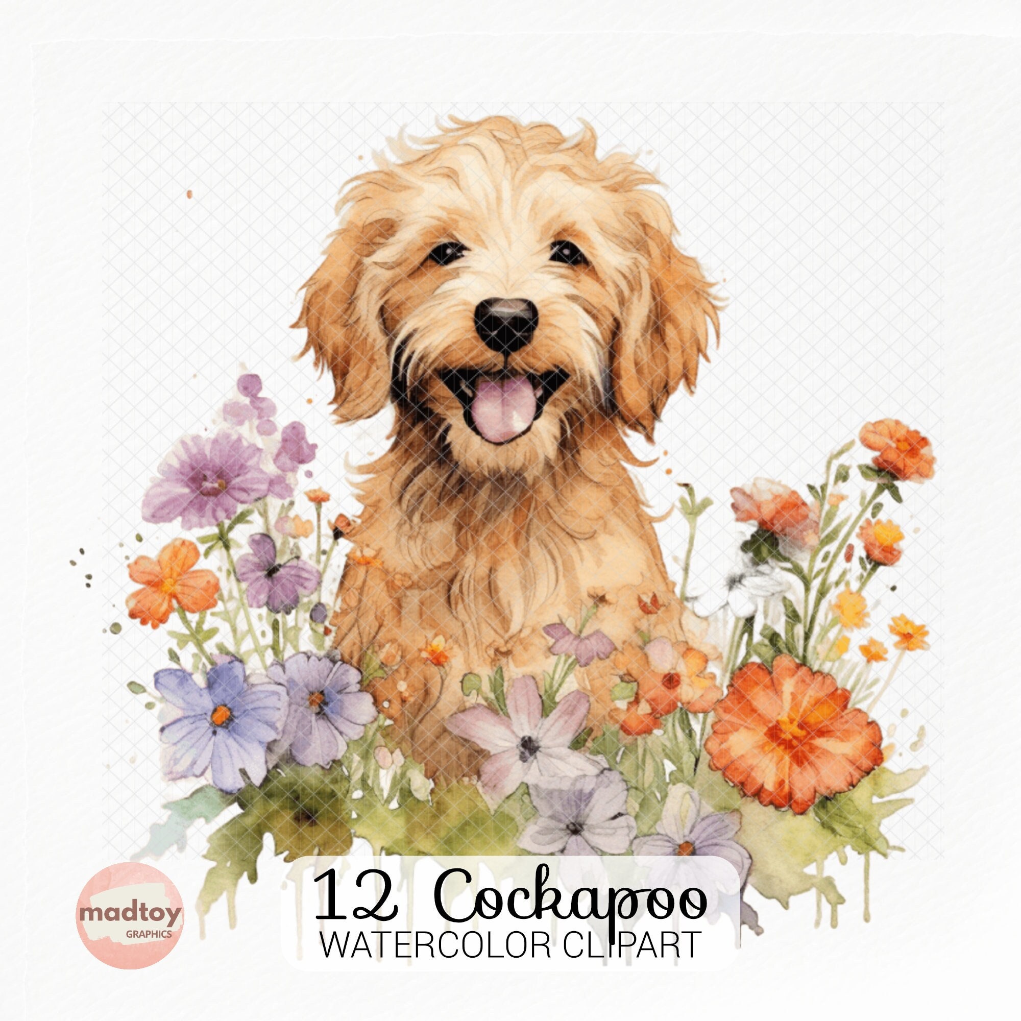 Cockapoo Clipart, Cute Dog Clipart, Dog PNG, Watercolor Dog Portrait ...
