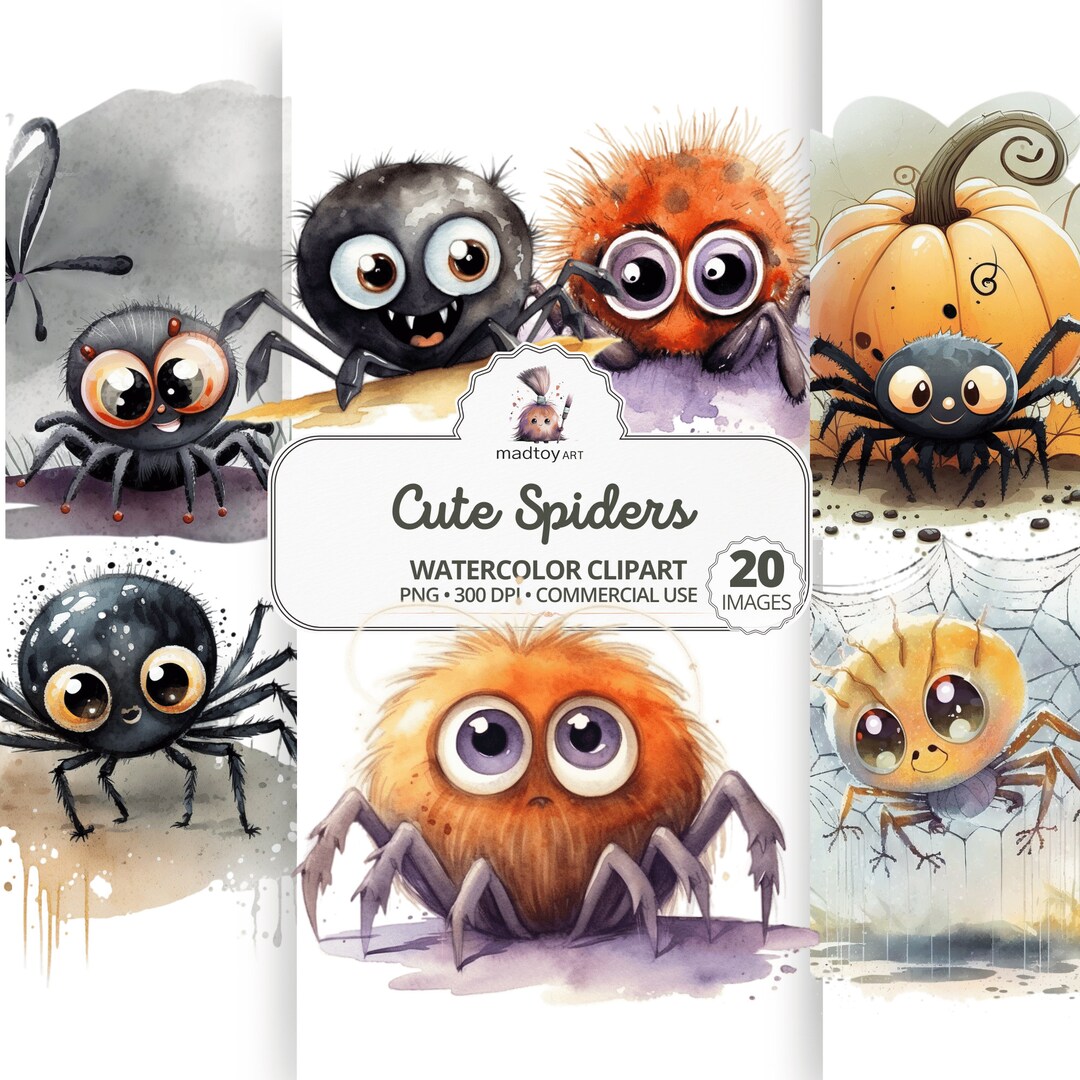 Cute Halloween Spider Clipart, 20 Printable Halloween, Spooky Season ...