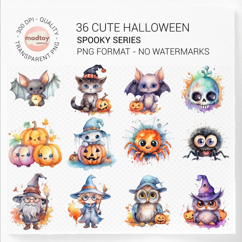 Halloween Clipart Printable Halloween Ghost Pumpkin Witch - Etsy