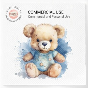 Teddy Bear Clipart, Watercolor Baby Shower Clipart, Nursery Decor, Cute ...