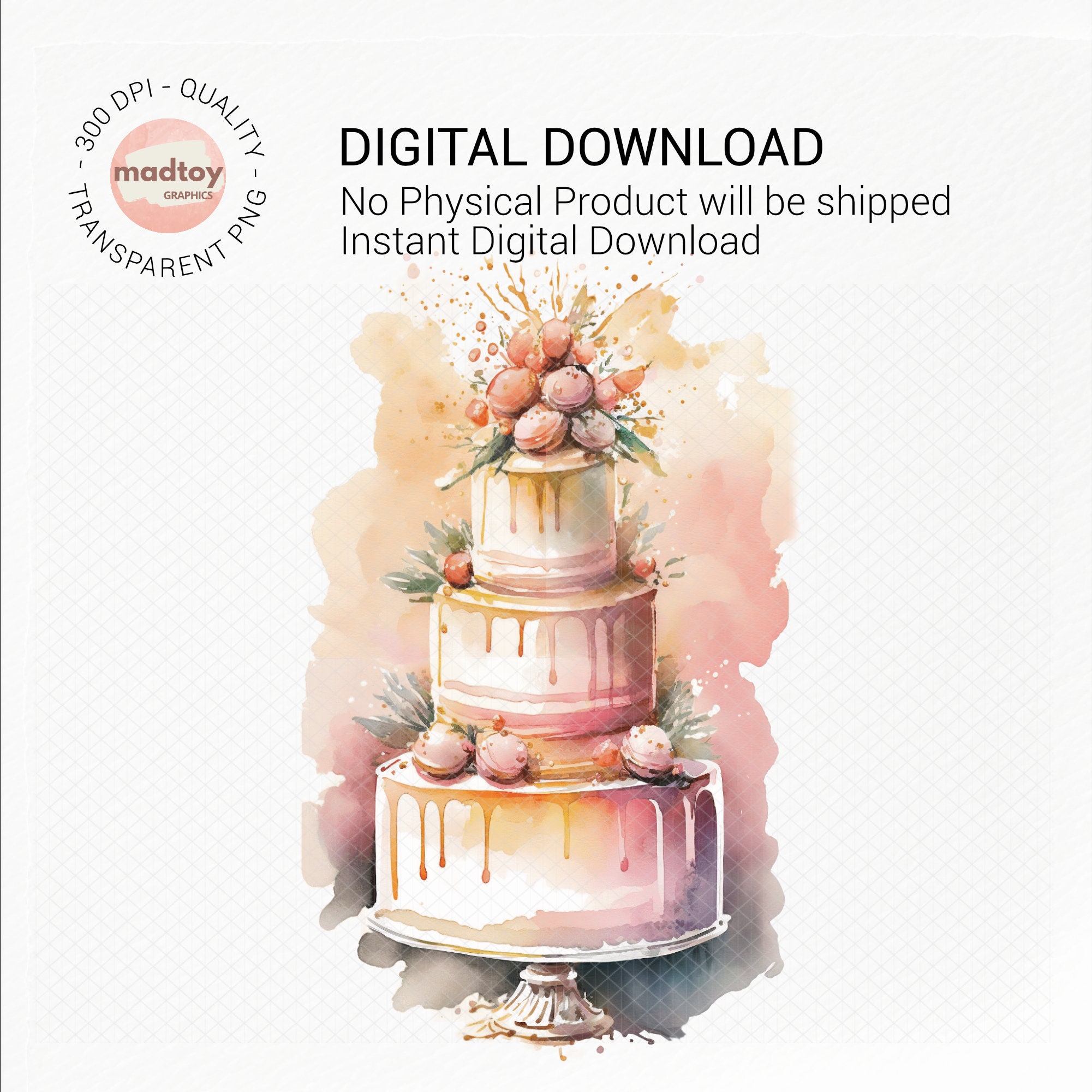 Pink Wedding Cake Clipart, Cake Clip Art, Tiered Wedding Cake PNG Files ...