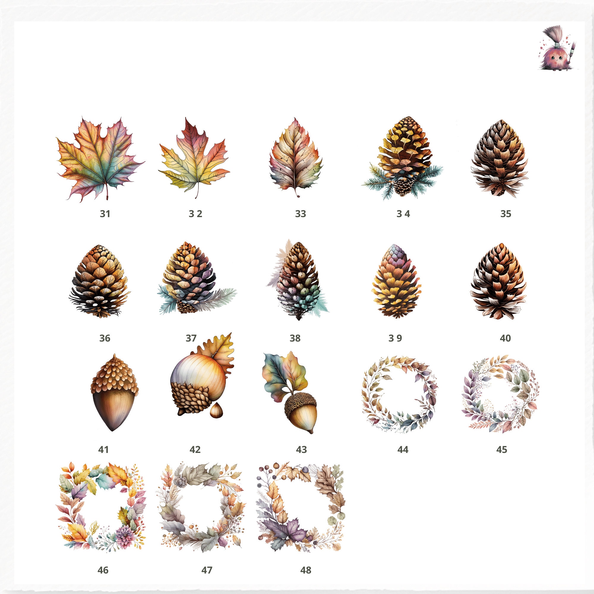 Fall Floral Clipart, Autumn Png, Woodland Floral, Mushroom, Leaves ...