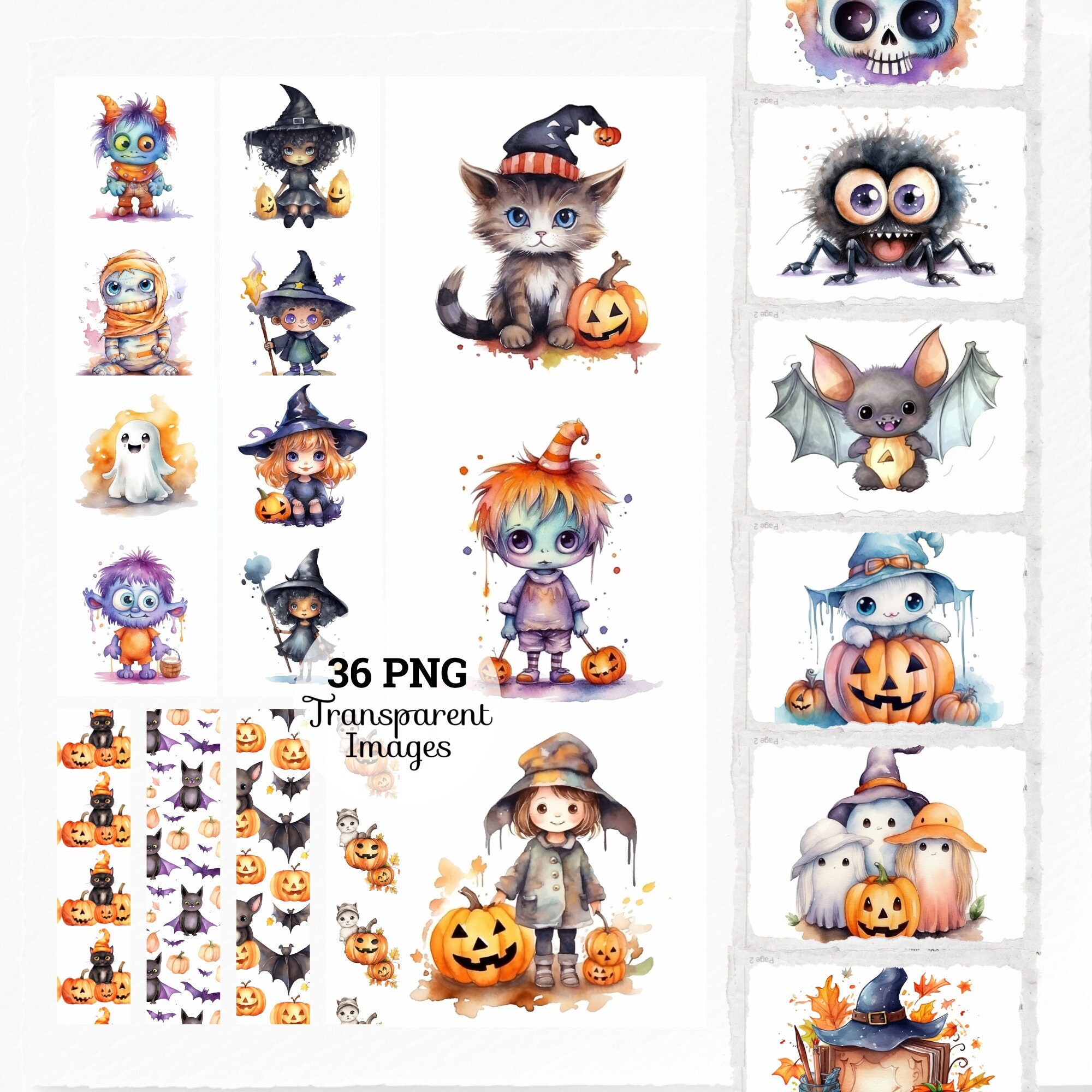 Halloween Clipart Printable Halloween Ghost Pumpkin Witch - Etsy