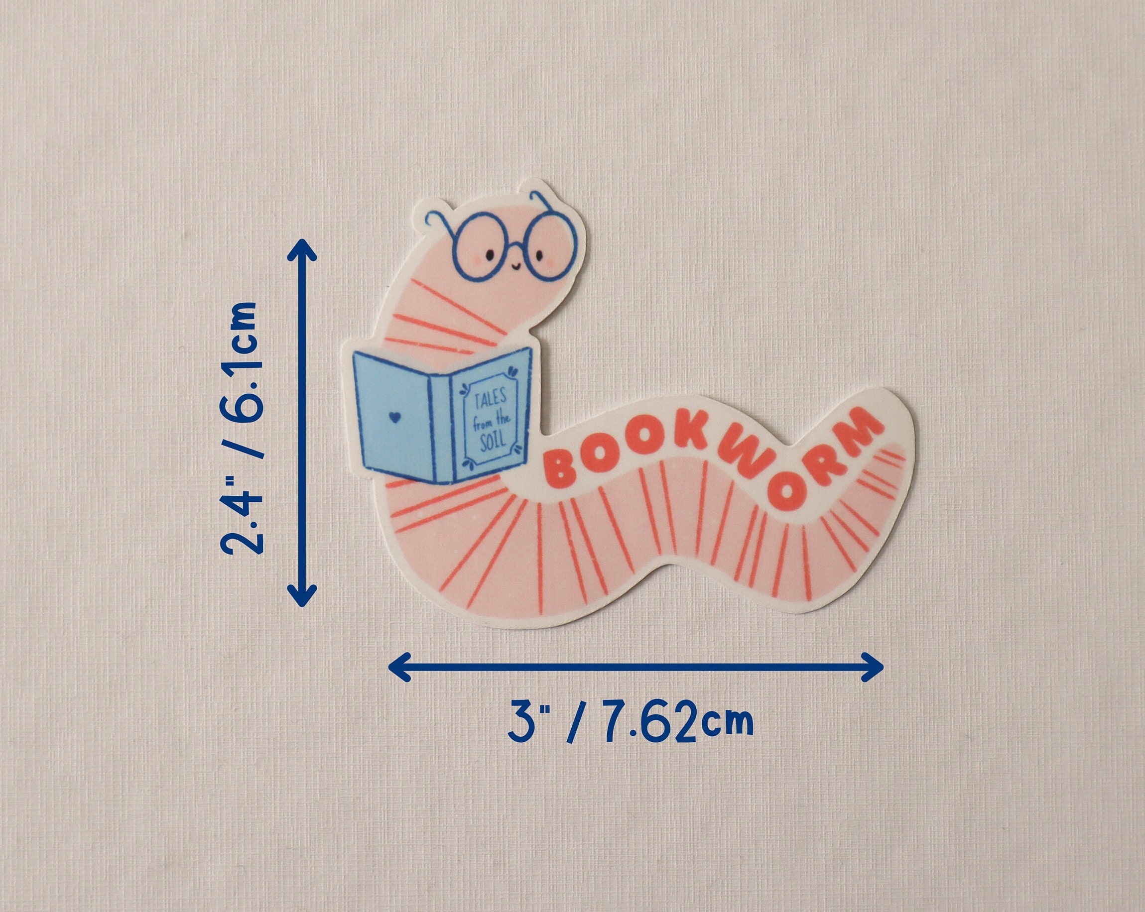 Bookworm Sticker Vinyl Sticker Waterproof Sticker Stationery Book Lover ...