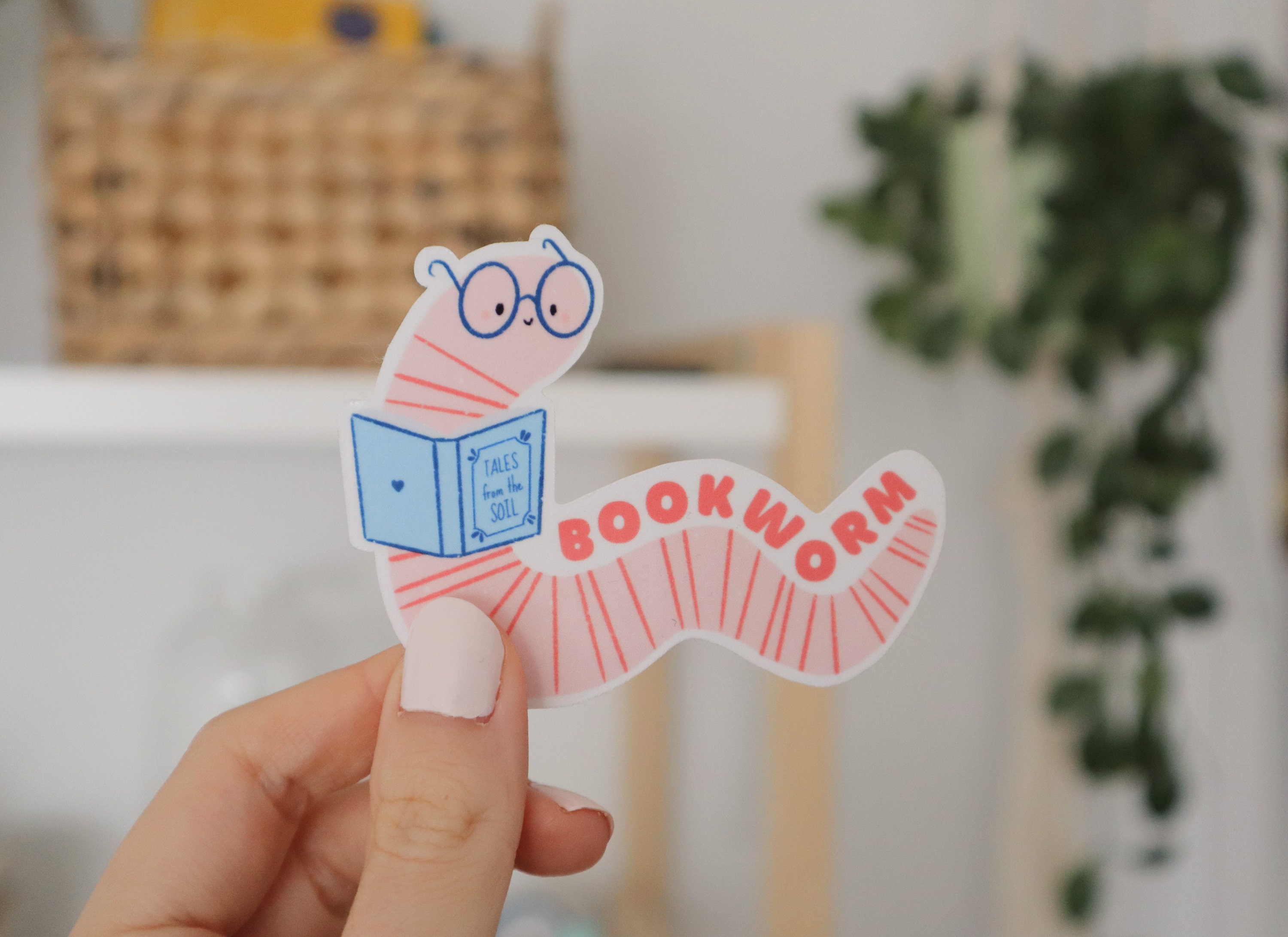 Bookworm Sticker | Vinyl Sticker | Waterproof Sticker | Stationery ...