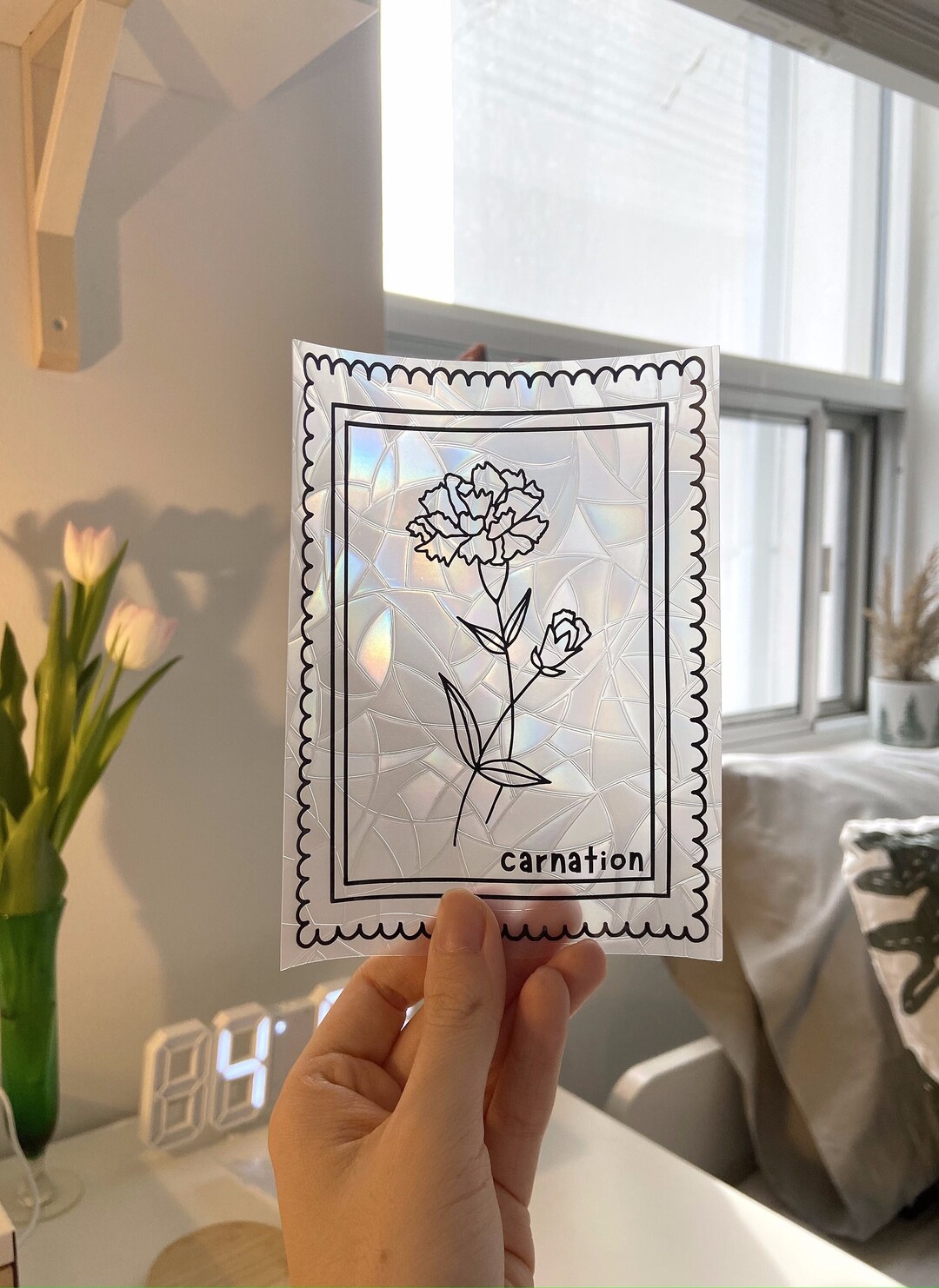 Birth Month Flower Suncatcher | Window Sticker | Floral Suncatcher ...