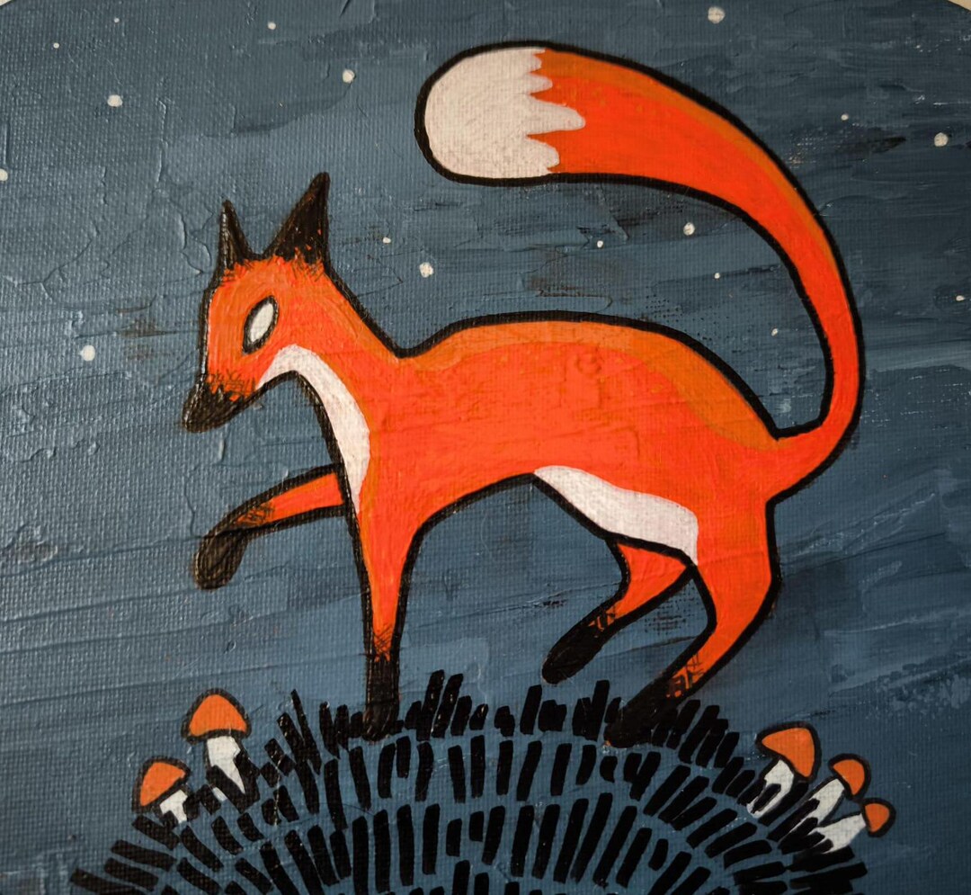 Red Fox Ginger Foxy Cute Animal Magic Forest Fairy Tale Night Stars for ...