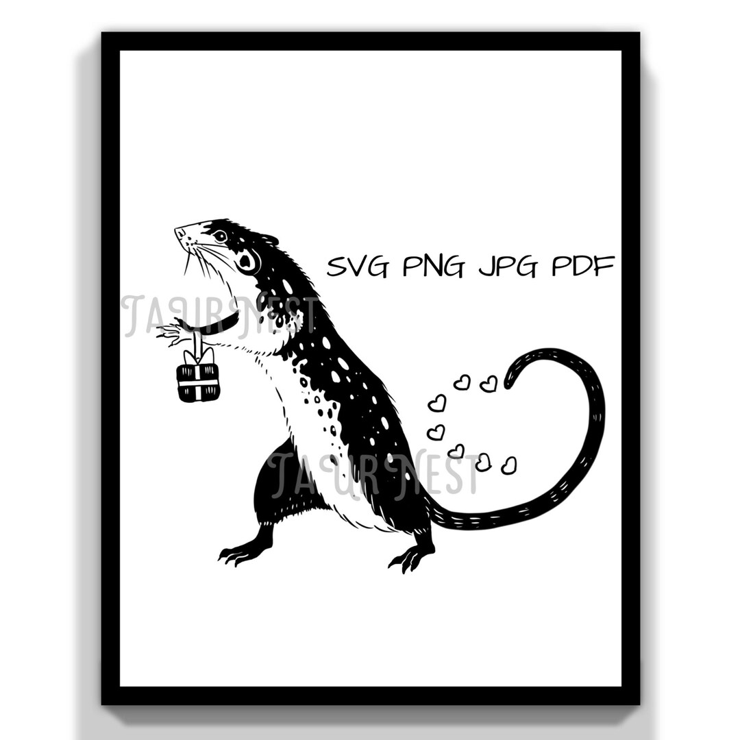 Little Cute Mouse With a Gift Svg Png Jpg Pdf File Printable Gift ...