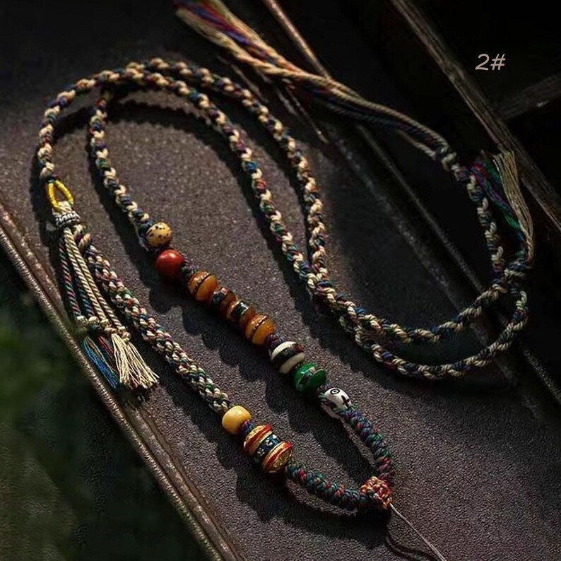 Handmade Adjustable Braided Cord Necklace, DIY Pendant Rope, Boho ...
