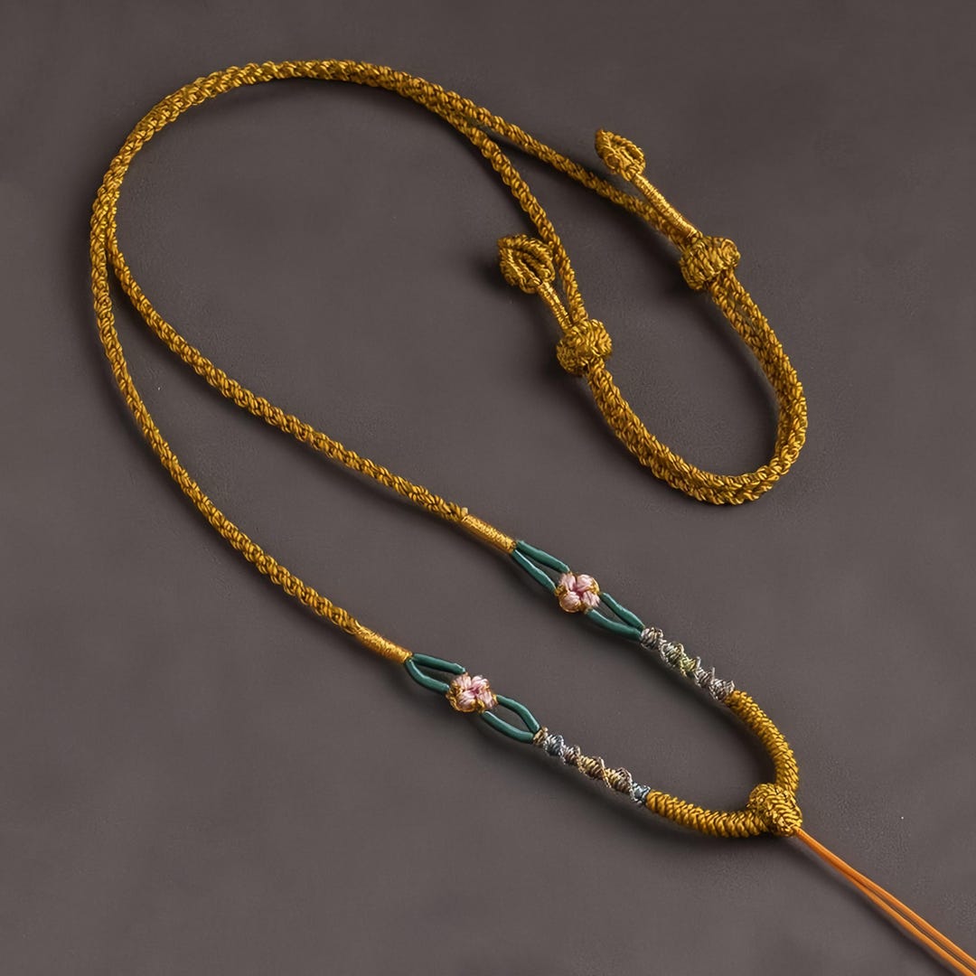 Yellow/ Black Handmade Braided Necklace Cord, Adjustable Rope Chain for ...