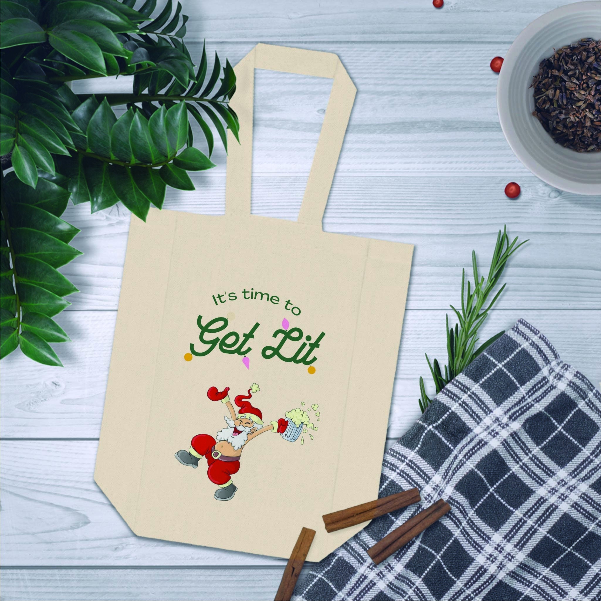 Double Wine Tote Bag - "it's Time to Get Lit" - Etsy