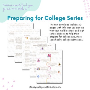 Preparing for College, Digital Download, Timeline From Middle School to College, Choosing the ...