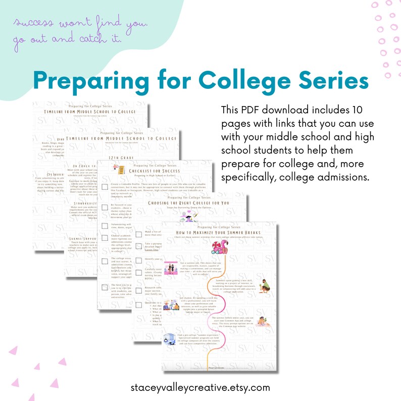 Preparing for College, Digital Download, Timeline From Middle School to ...