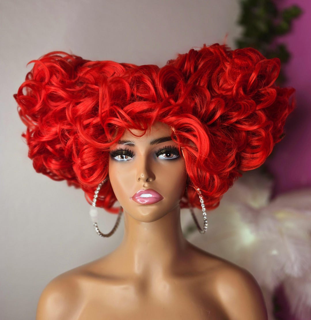 Red Costume Wig for Women, Heart Red Curly Wig, Halloween Wig, Cosplay ...