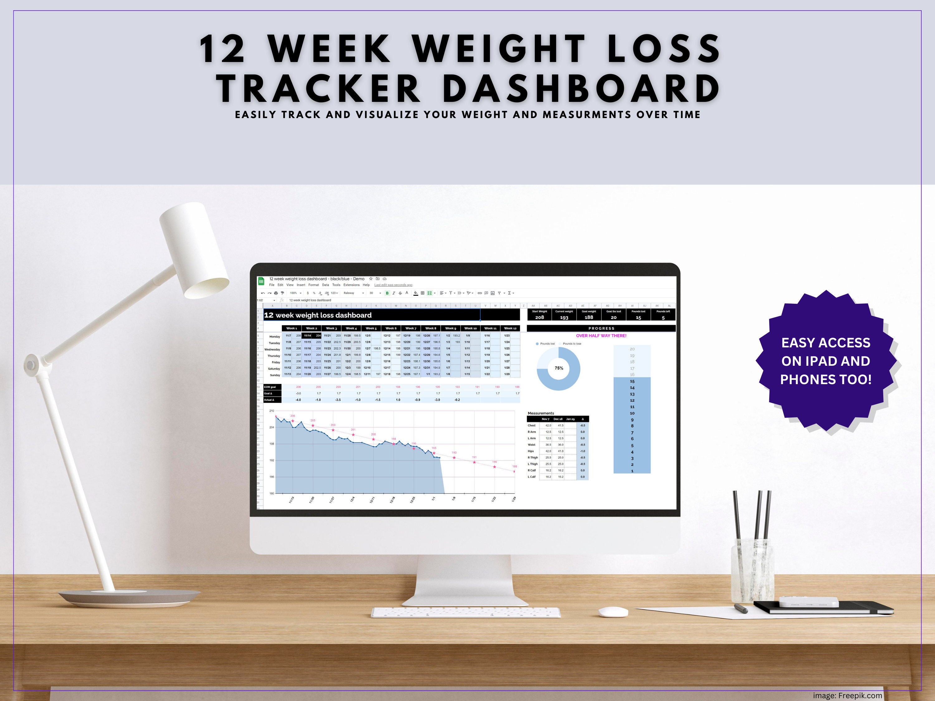 12 Week Weight Loss Tracker for Google Sheets Weight Loss - Etsy