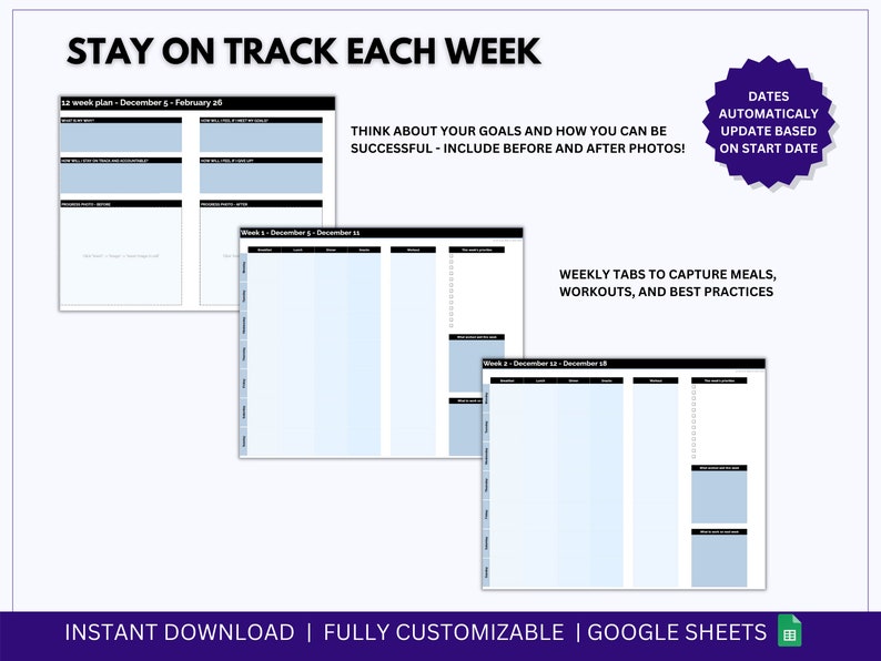 12 Week Weight Loss Tracker for Google Sheets Weight Loss Tracker ...