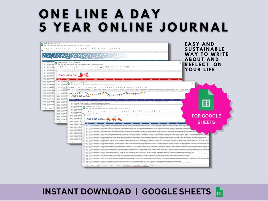 One Line a Day Journal: 5 Year Memory Tracker (digital Download) - Etsy