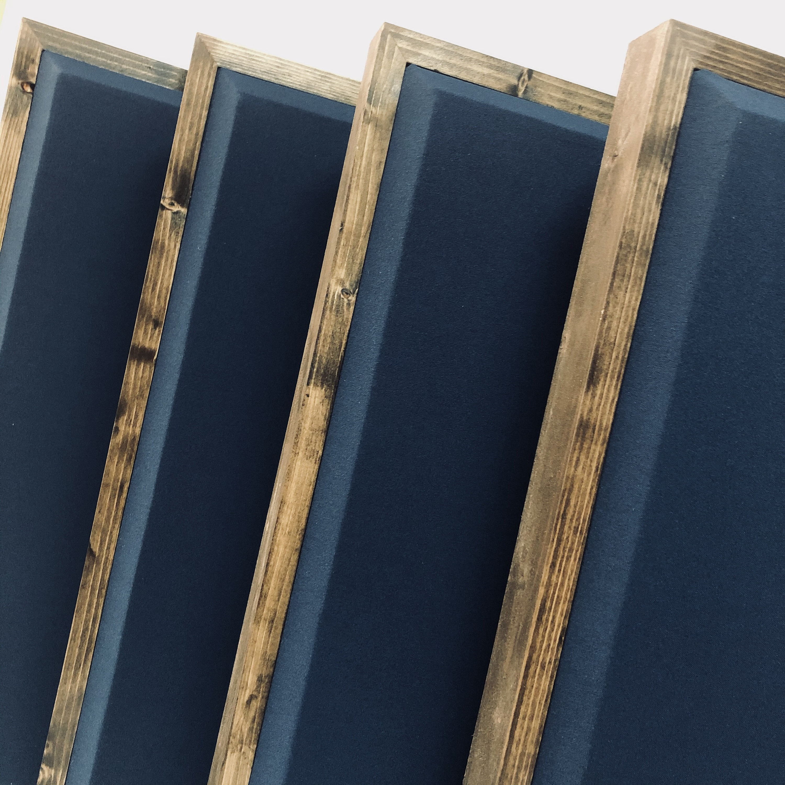 Acoustic Panels SET OF 4 Navy Blue & Walnut Custom Framed: 2ft X 1ft X ...
