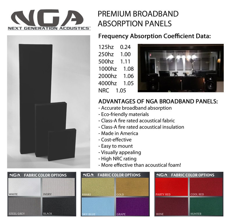 Red Acoustic Panel Set: Golden Pecan Frame, Sound Treatment (26x14x2 ...