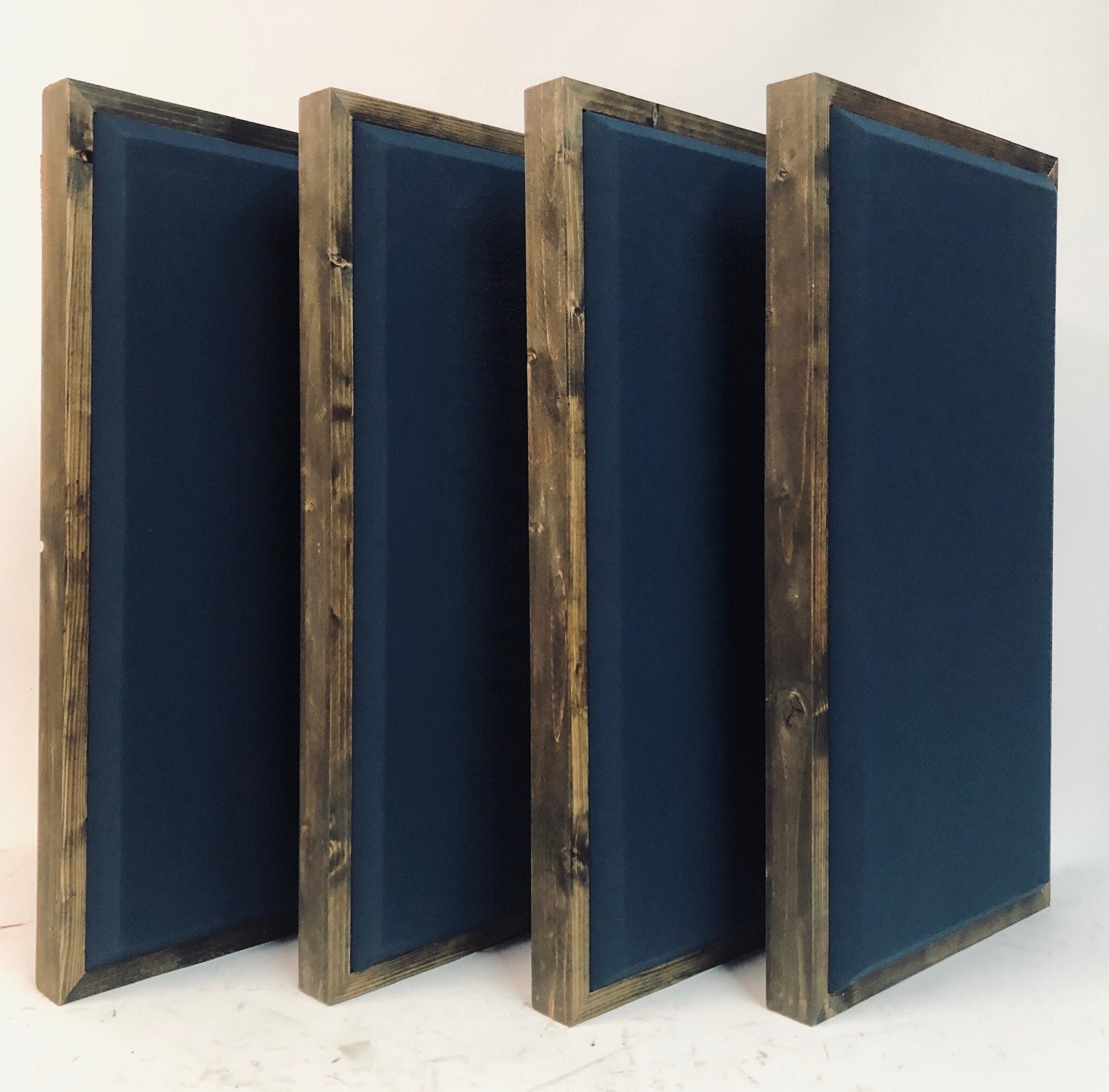 Acoustic Panels (SET OF 4) Navy Blue & Walnut Custom Framed: 2ft X 1ft ...