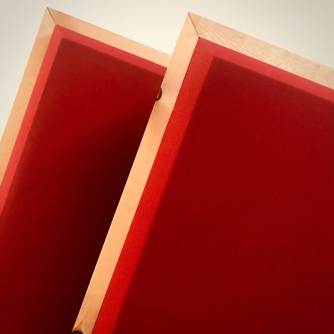 Red Acoustic Panel Set: Golden Pecan Frame, Sound Treatment (26x14x2 ...
