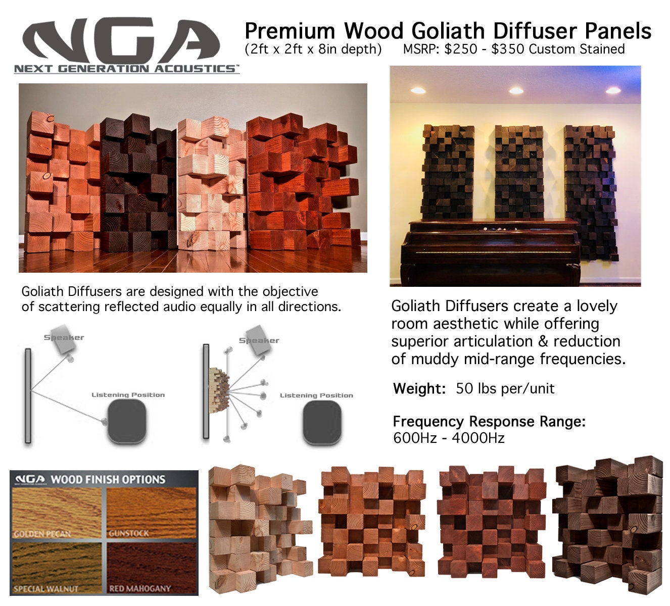 Goliath Skyline Diffuser: Red Cedar - Red Mahogany Finish - (2ftx2ft ...