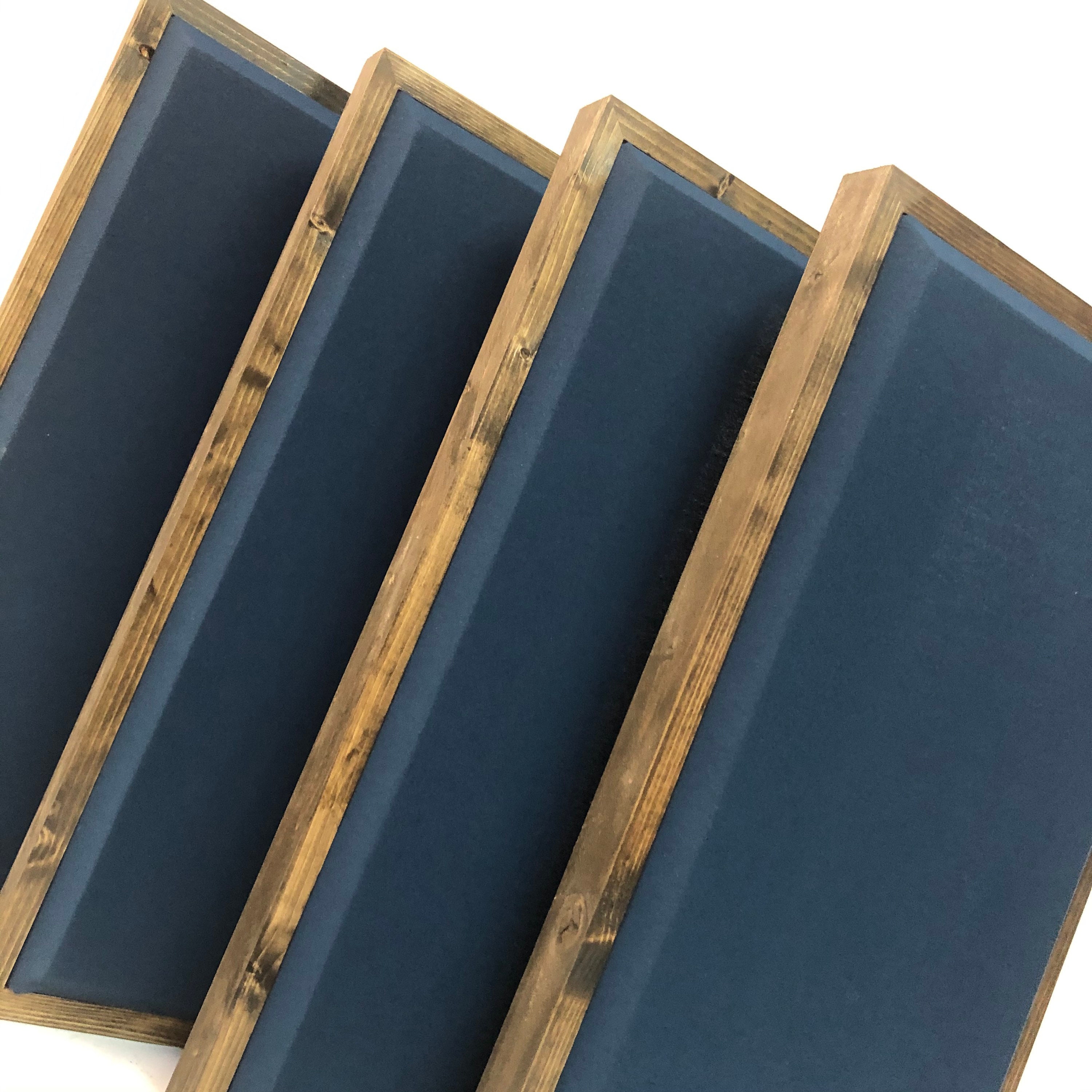 Acoustic Panels (SET OF 4) Navy Blue & Walnut Custom Framed: 2ft X 1ft ...
